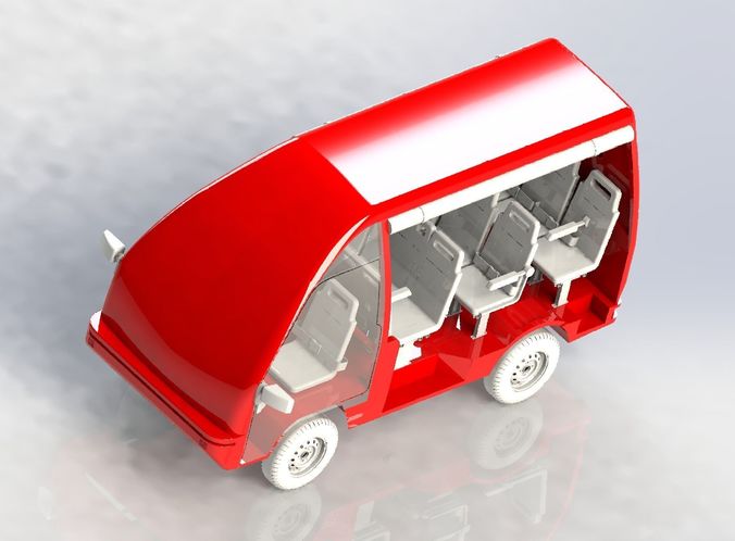 minibus mini bus with four seats 3D model | CGTrader