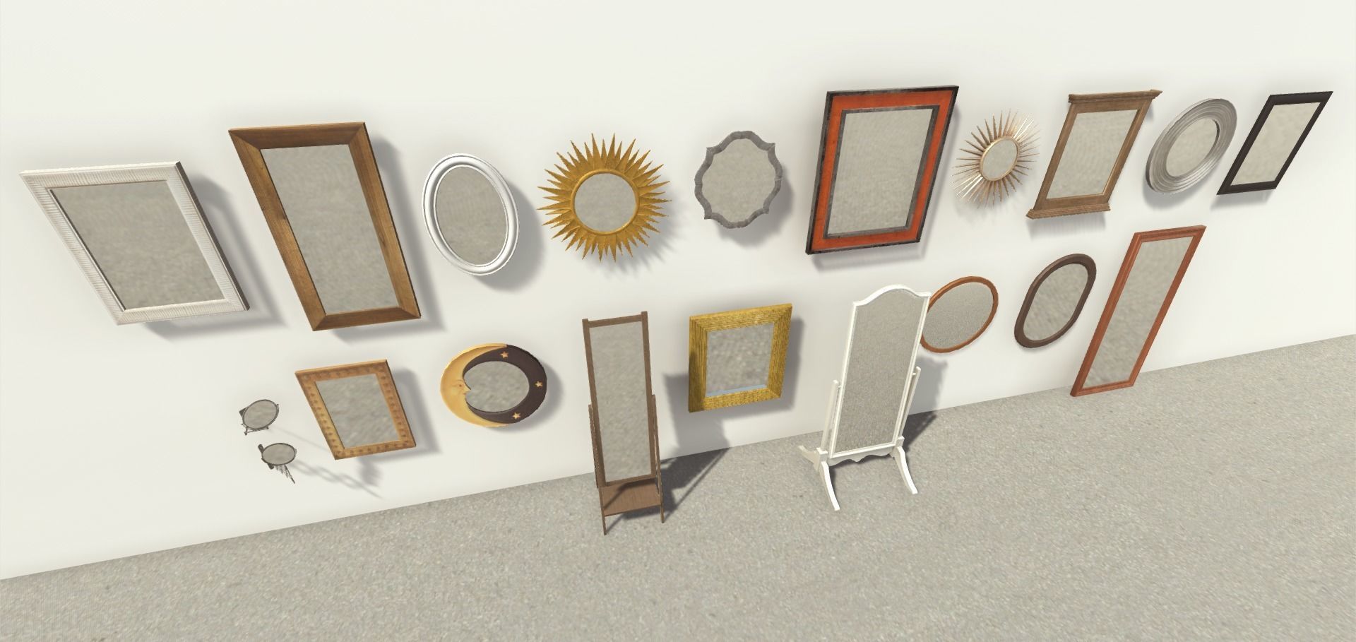 3D model Mirrors Collection for unity game VR / AR / low-poly | CGTrader