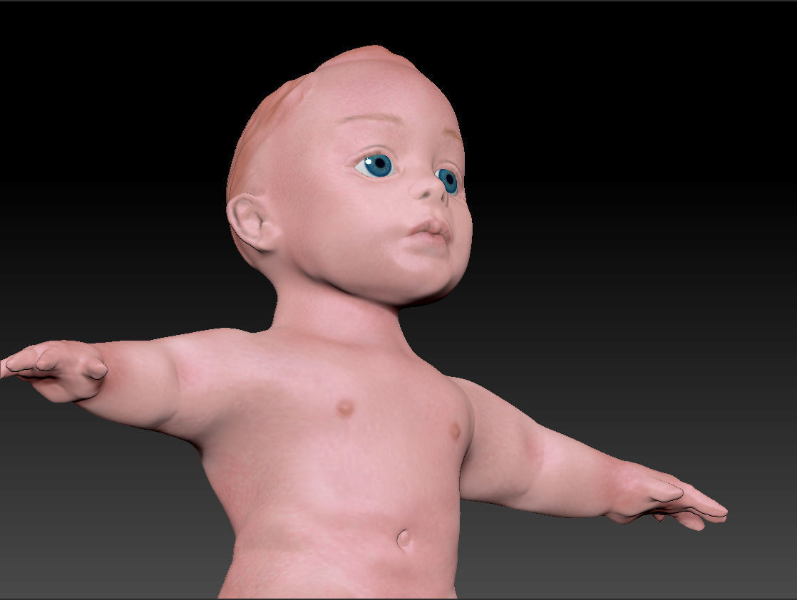 3D model Cute Baby Toddler Textured Low-Poly High-Poly and 3D Printable ...