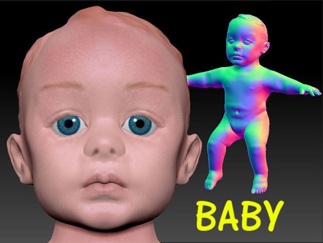 3D model Cute Baby Toddler Textured Low-Poly High-Poly and 3D Printable ...
