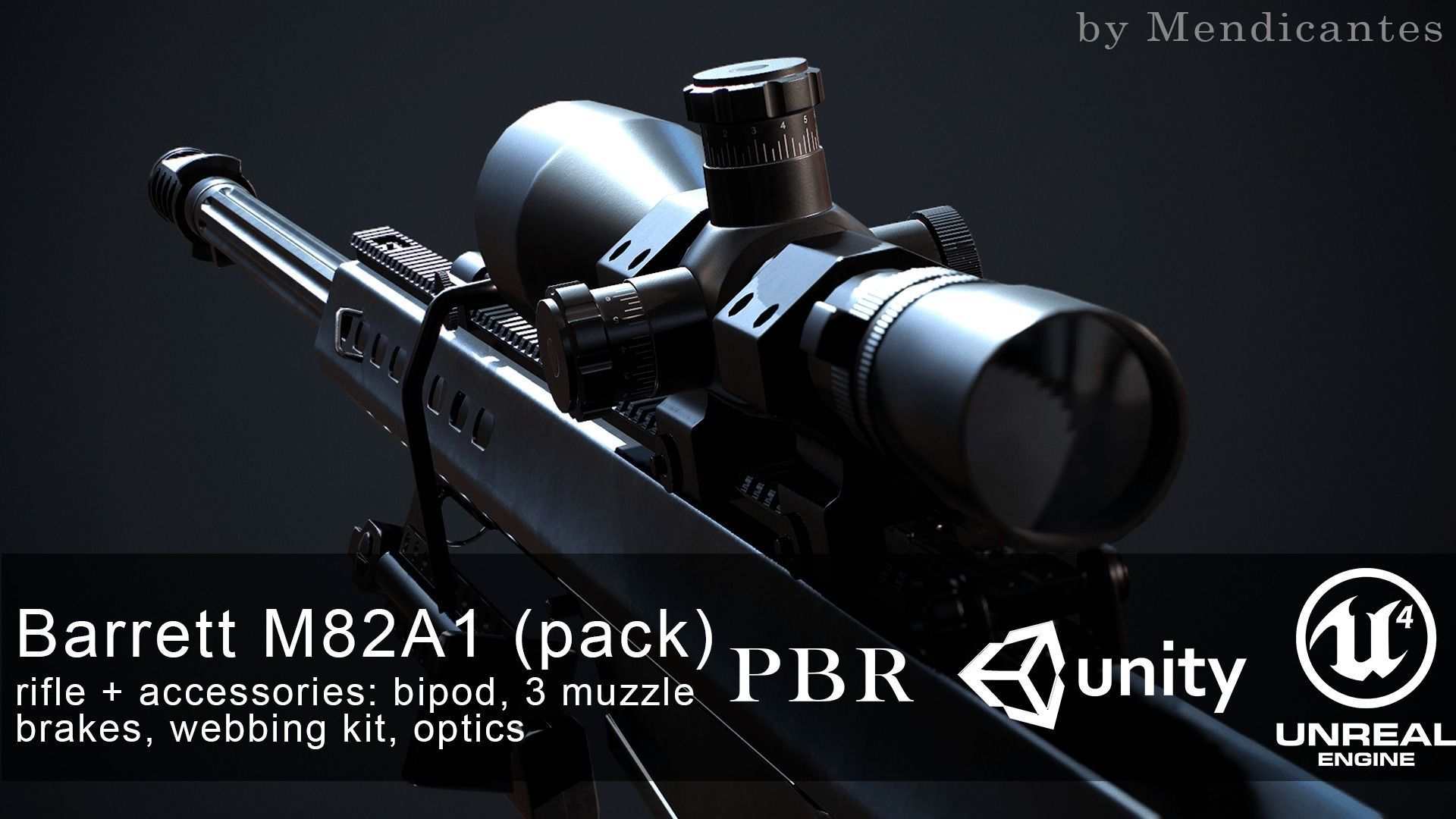 3D model Barrett M82A1 VR / AR / low-poly | CGTrader