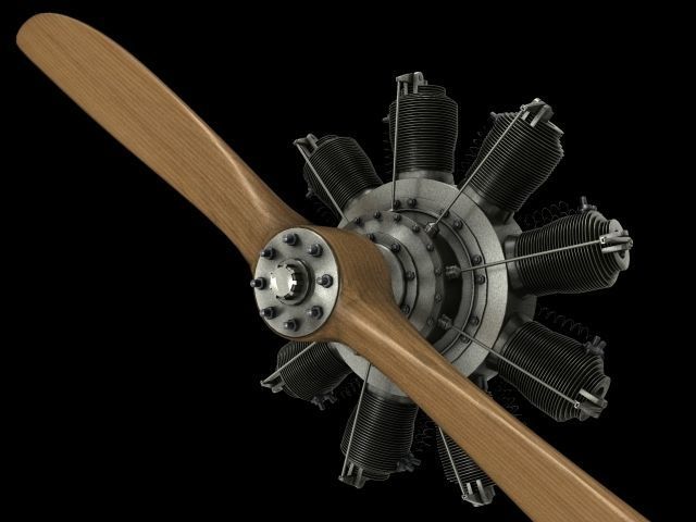 French Gnome 9N Monosoupape rotary engine 3D model | CGTrader