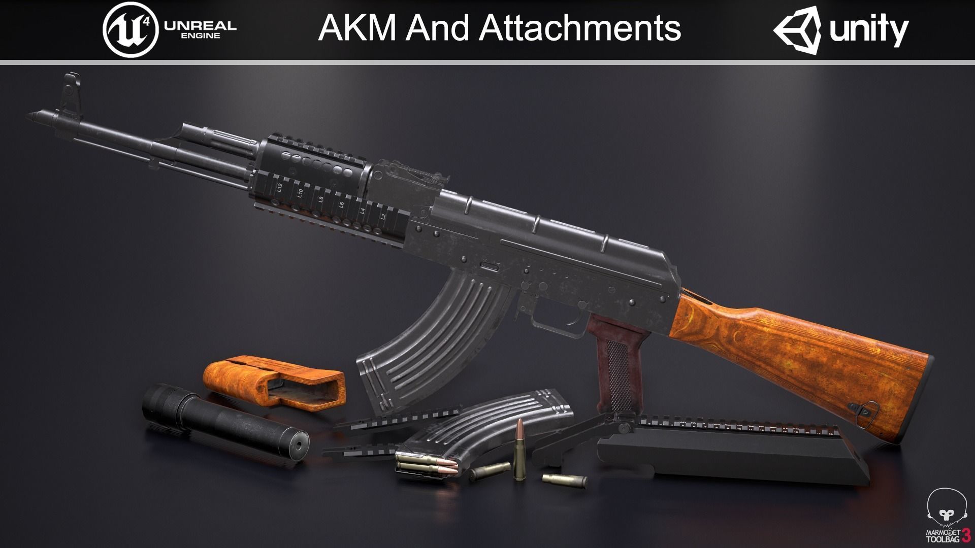3D asset Modular AKM With Internals | CGTrader