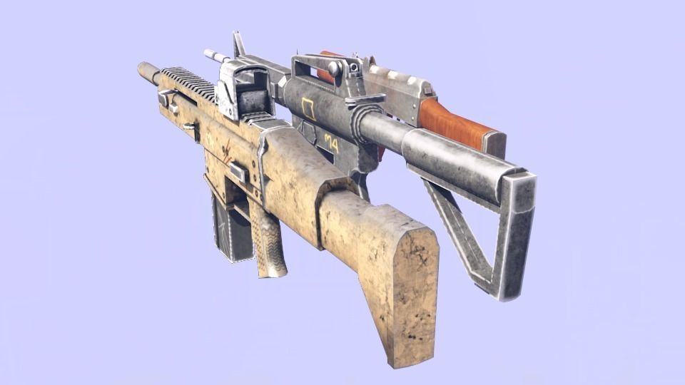 3D model Low-poly and Mid-poly weapon model with PBR Textures VR / AR ...