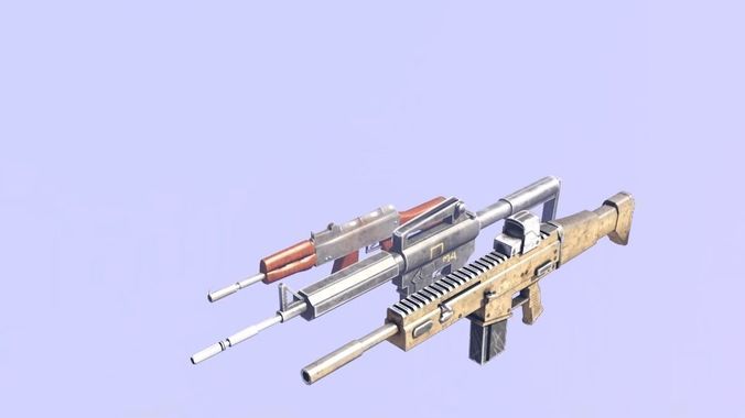 3D model Low-poly and Mid-poly weapon model with PBR Textures VR / AR ...