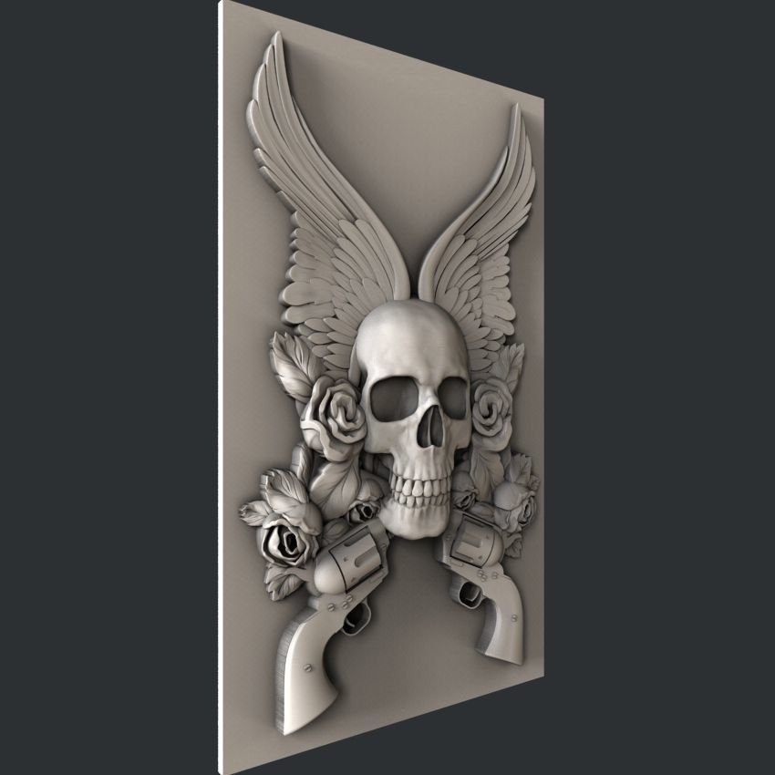 3d STL models for CNC skull guns 3D model | CGTrader