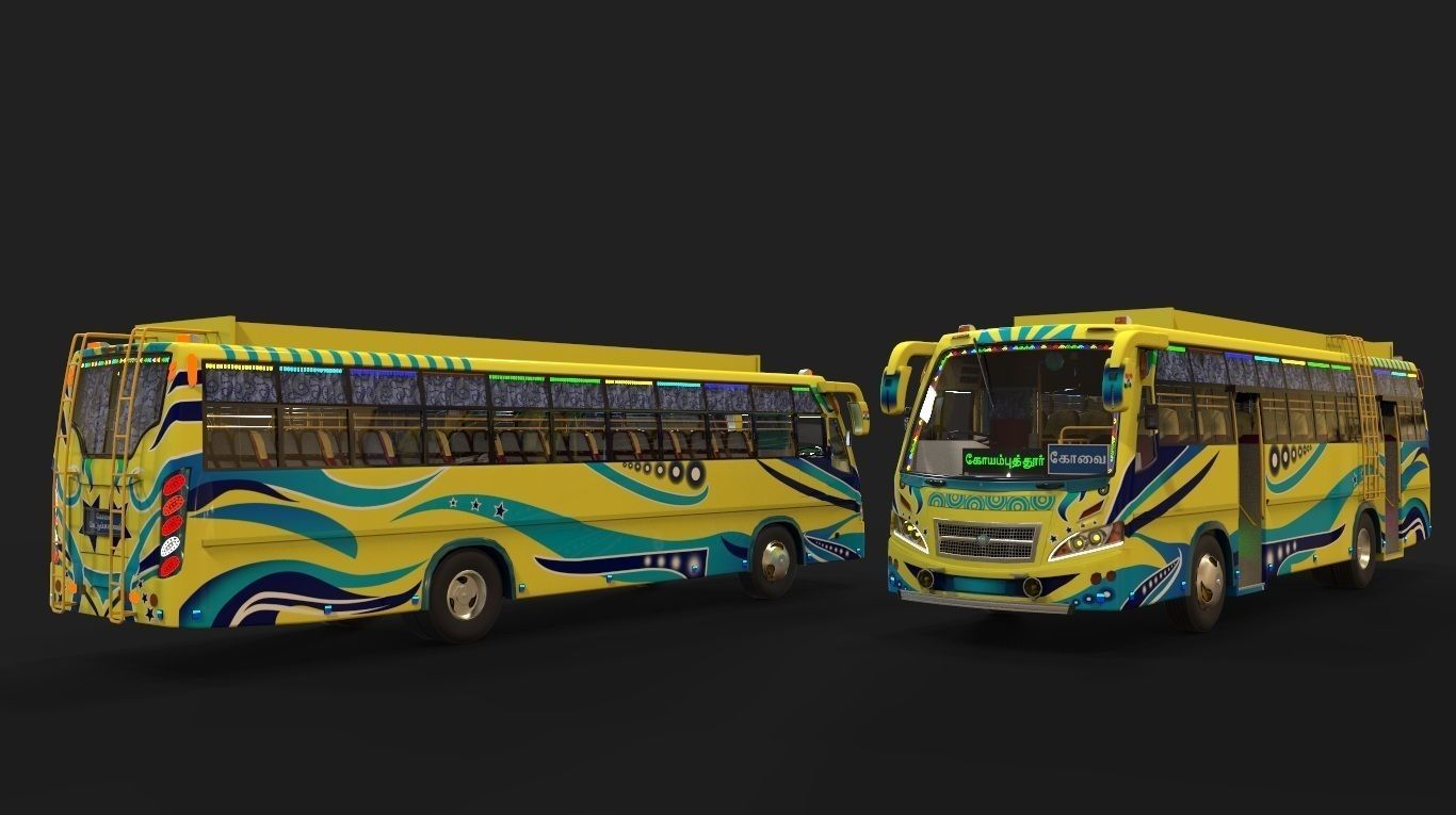 VR / AR ready TAMIL NADU PNK SRT BUS 3D MODEL | CGTrader