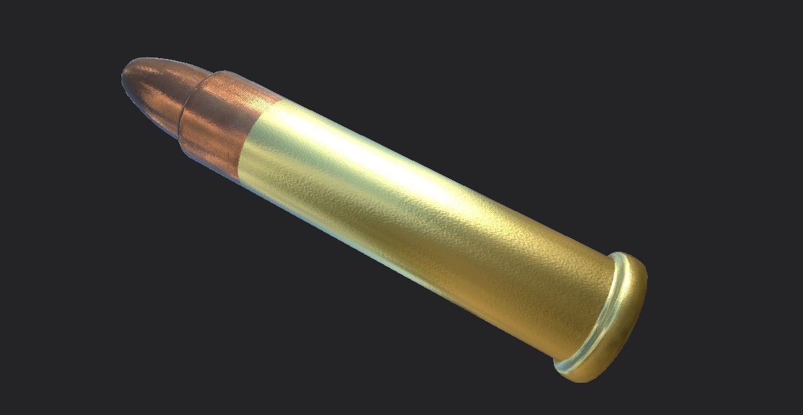 22 Caliber rifle round UE4 ready 3D model | CGTrader