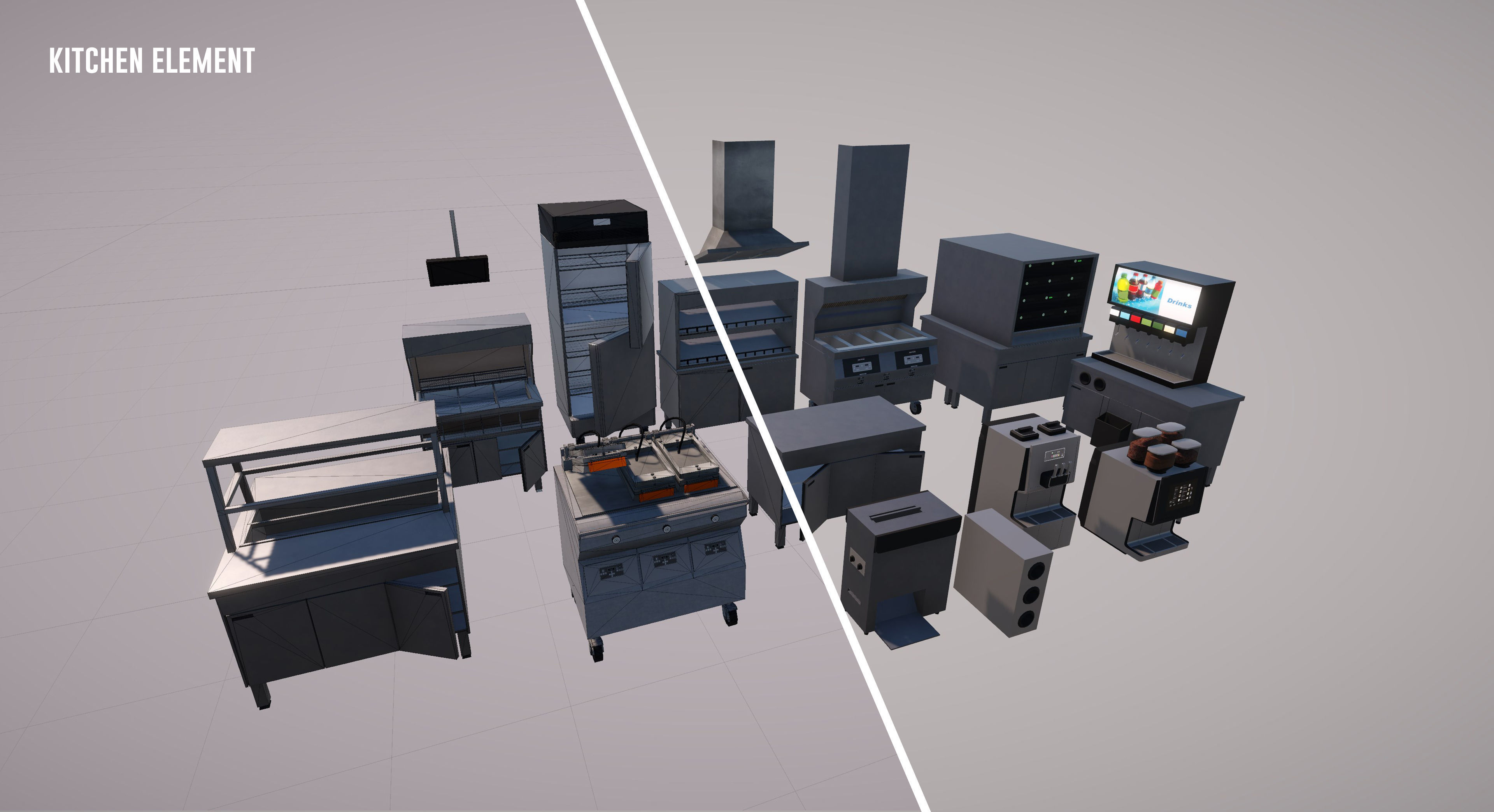 3D model Complete Fast Food Restaurant VR / AR / low-poly | CGTrader