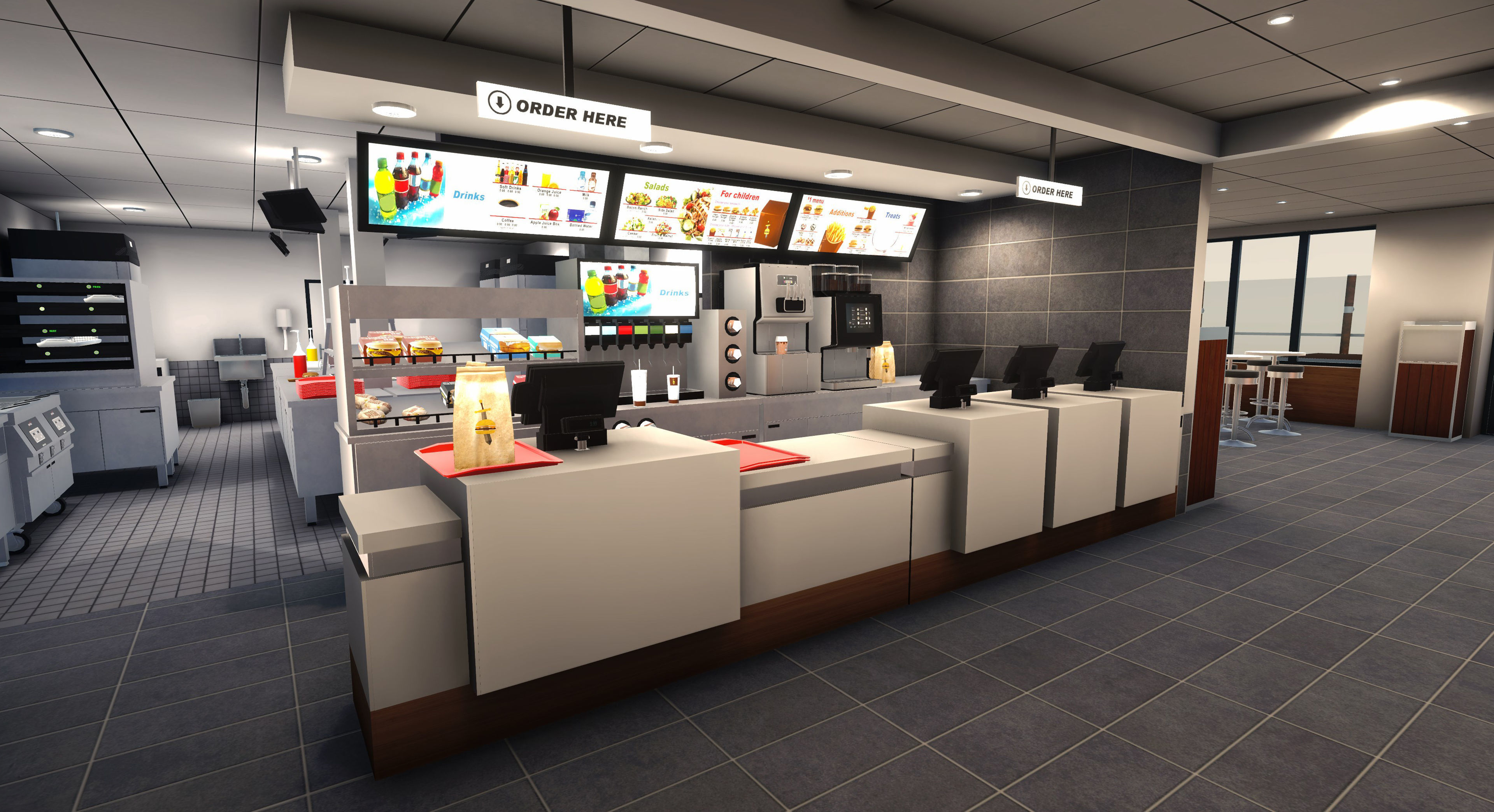 3D model Complete Fast Food Restaurant VR / AR / low-poly | CGTrader