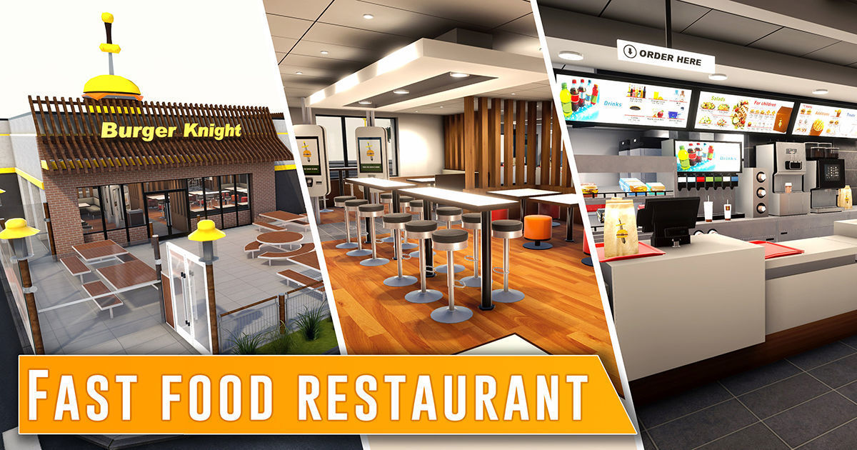 3D model Complete Fast Food Restaurant VR / AR / low-poly | CGTrader