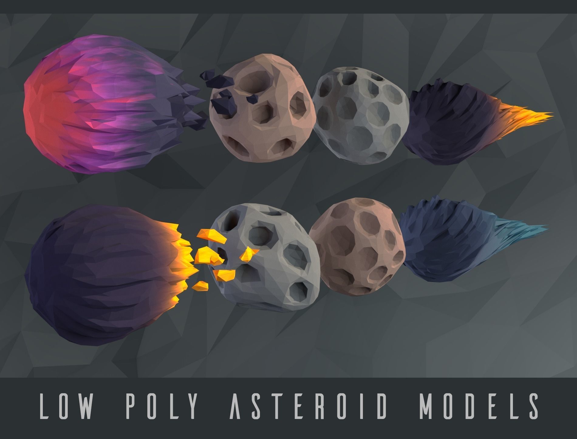 Low poly Asteroids 3D asset | CGTrader