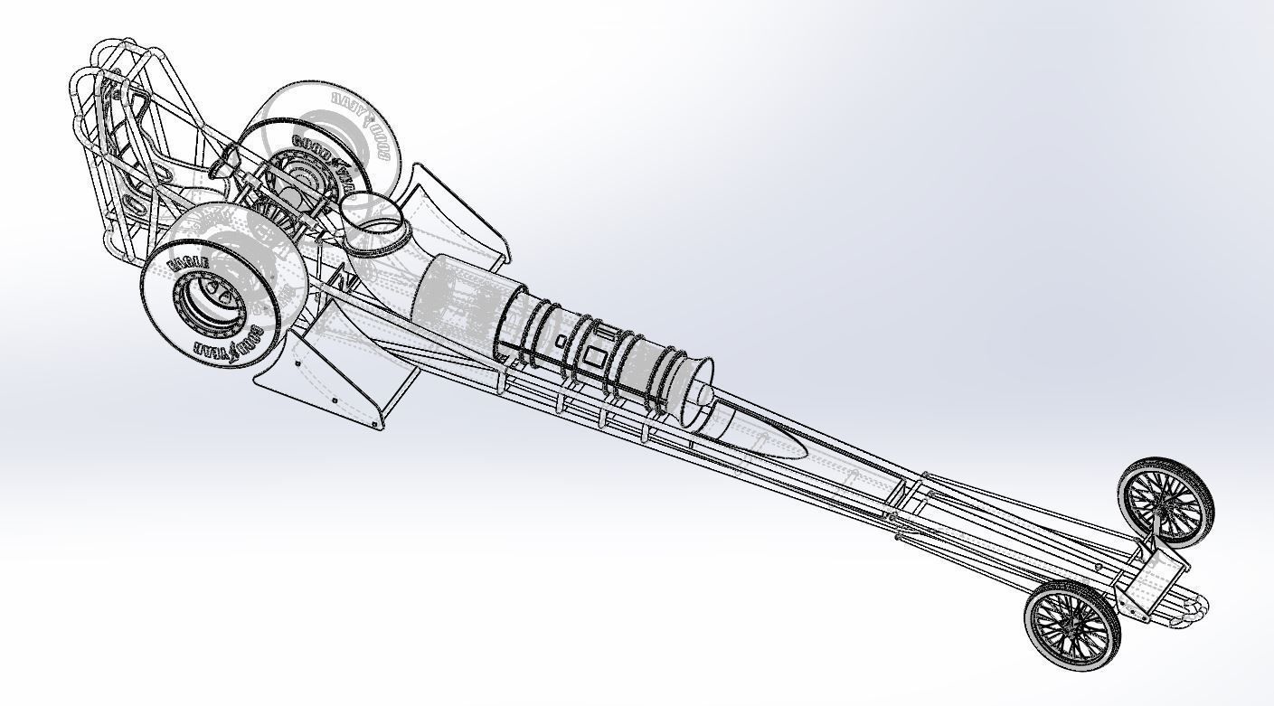 Front engine jet dragster 3D model | CGTrader