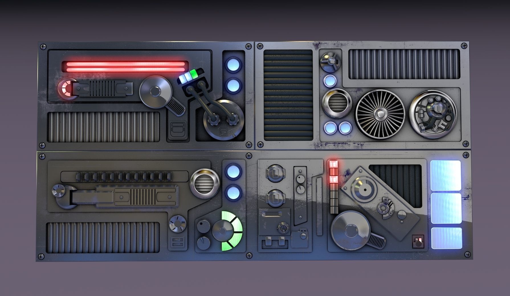 SciFi Space High Tech Wall Panel Custom 3D model | CGTrader