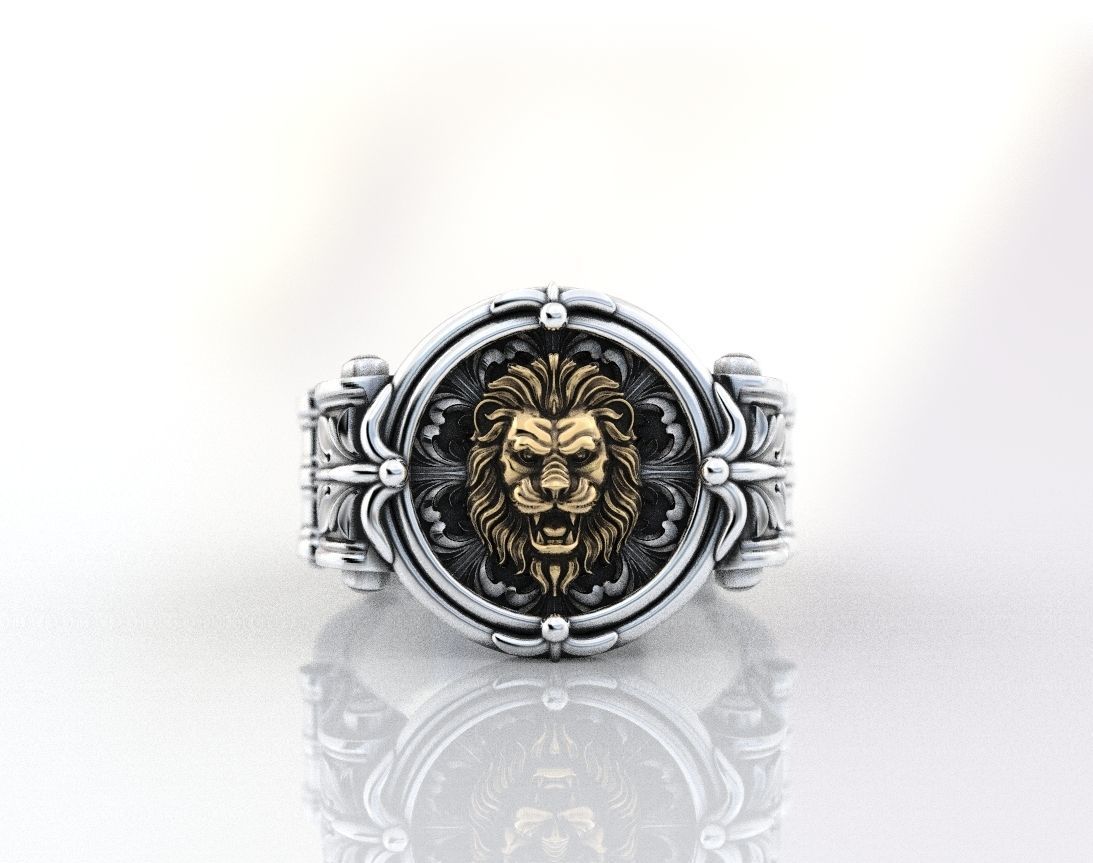 An ancient lions ring with patterns 373 3D model 3D printable | CGTrader