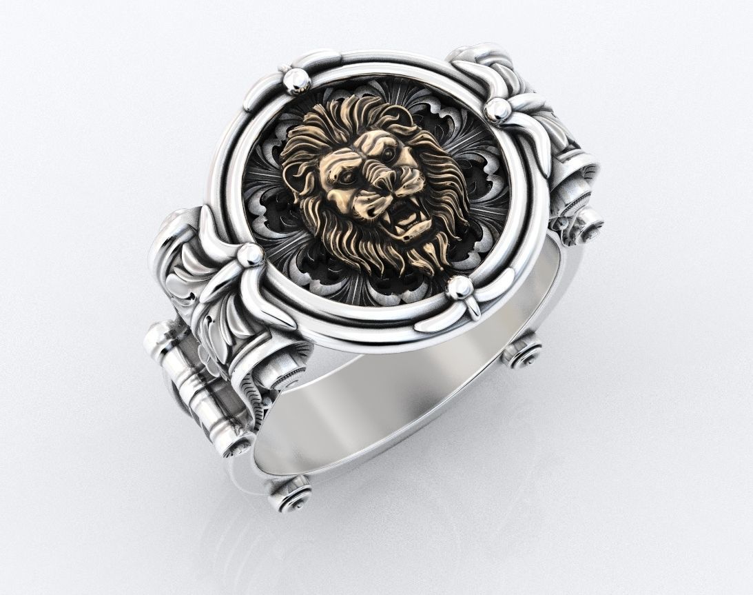 An ancient lions ring with patterns 373 3D model 3D printable | CGTrader