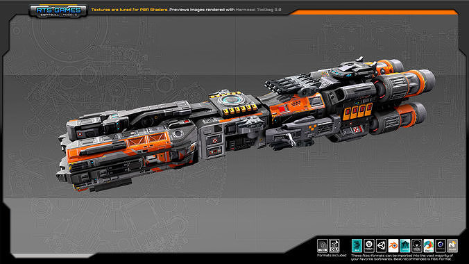 3D model SF REBEL Frigate RF4 VR / AR / low-poly rigged | CGTrader