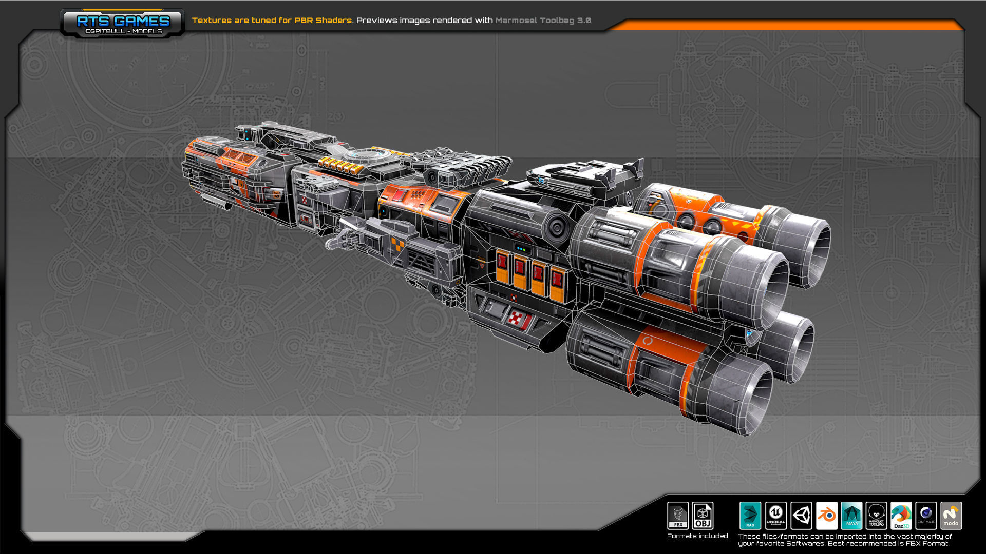 3D model SF REBEL Frigate RF4 VR / AR / low-poly rigged | CGTrader