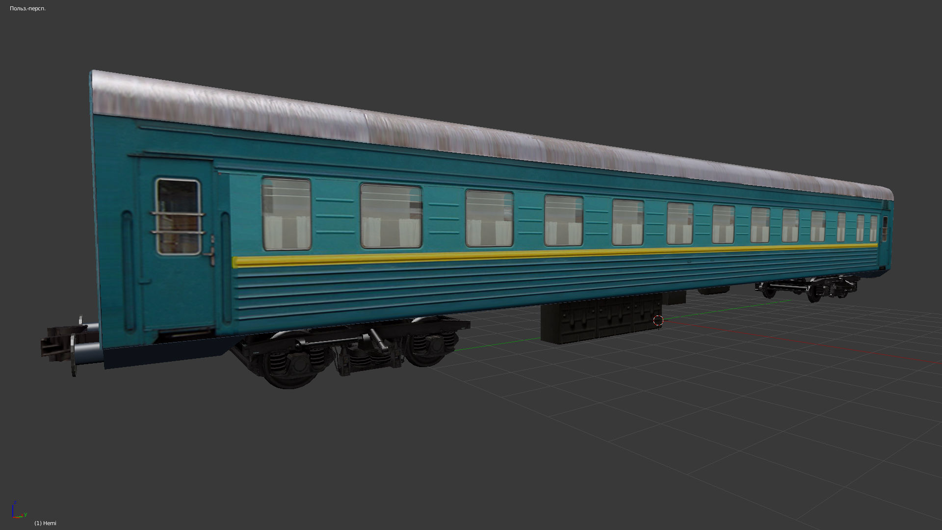 3D model Railway Carriage RZD Zouralye brand wagon VR / AR / low-poly ...