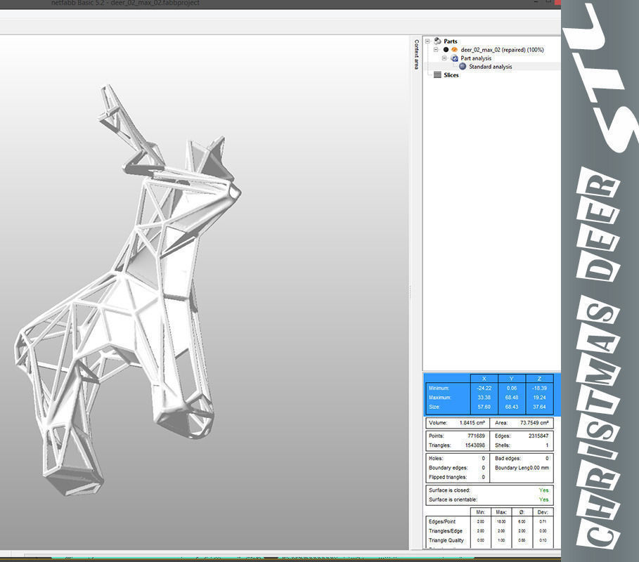 Reindeer stl 3D model 3D printable | CGTrader