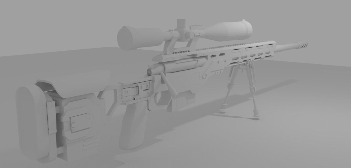 Basic Sniper Rifle no textures or materials 3D model | CGTrader