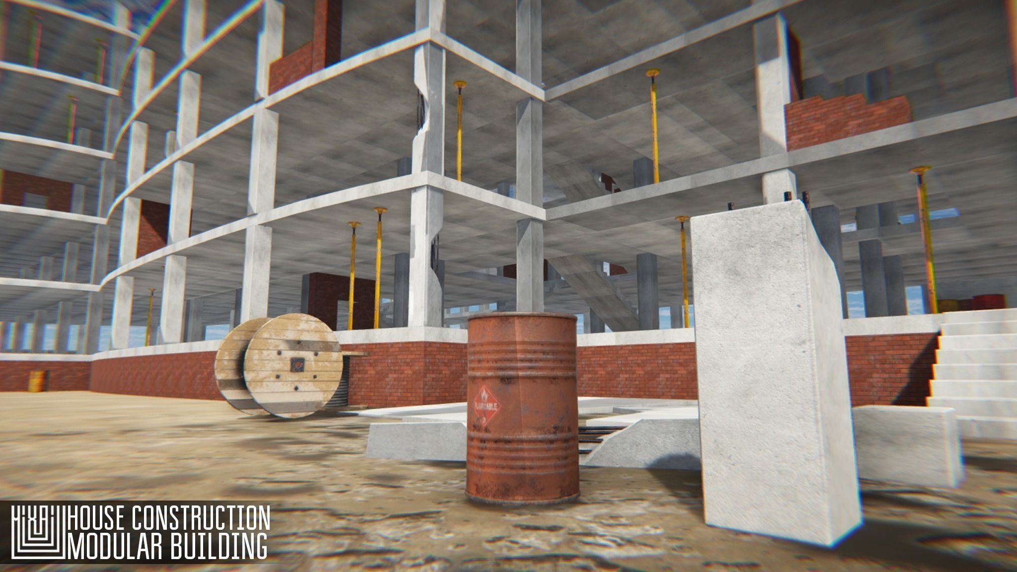 3D model House construction - modular building VR / AR / low-poly ...