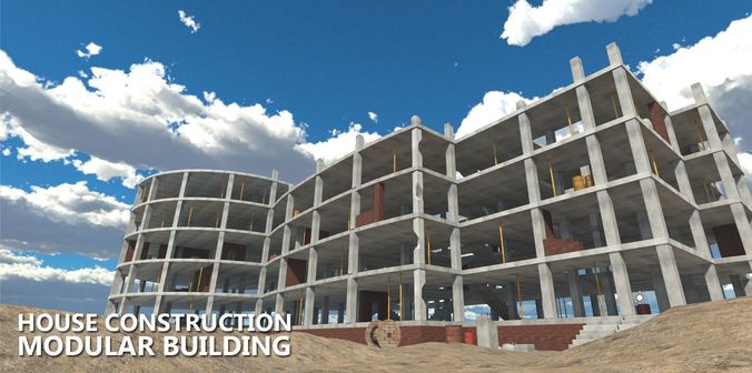 3D model House construction - modular building VR / AR / low-poly ...