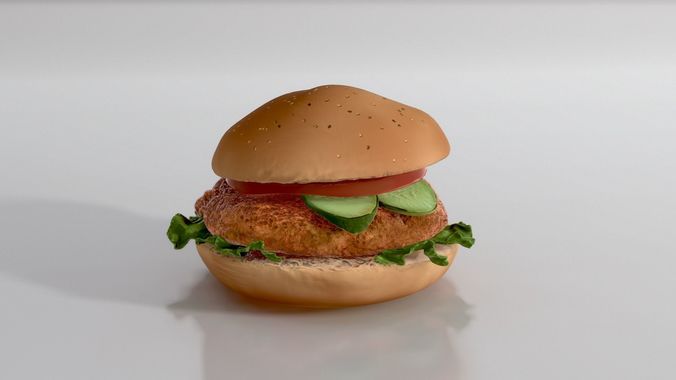 Chicken Burger with Vegetables 3D model | CGTrader