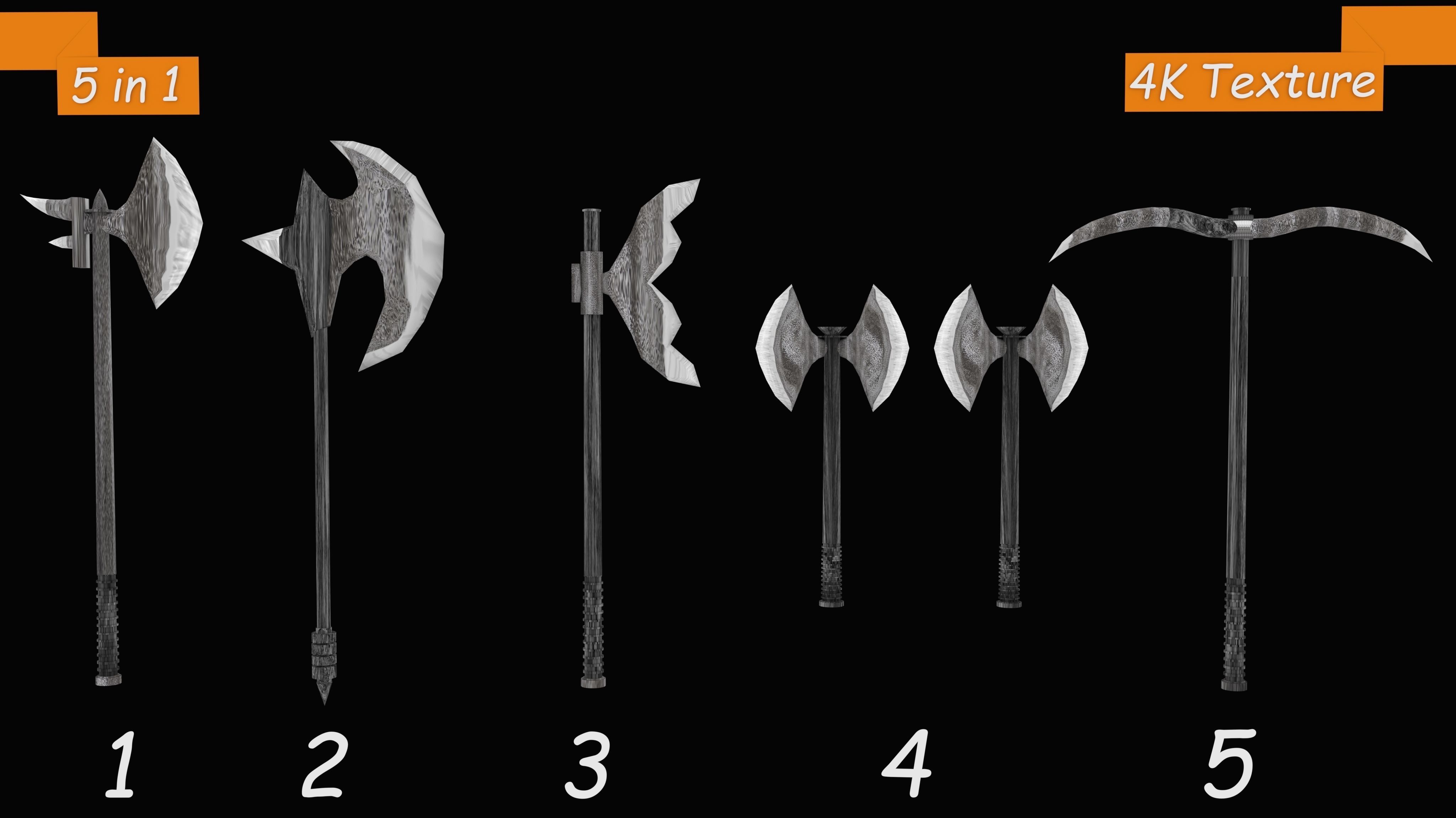3D asset Axe Weapon Pack 5 in 1 | CGTrader