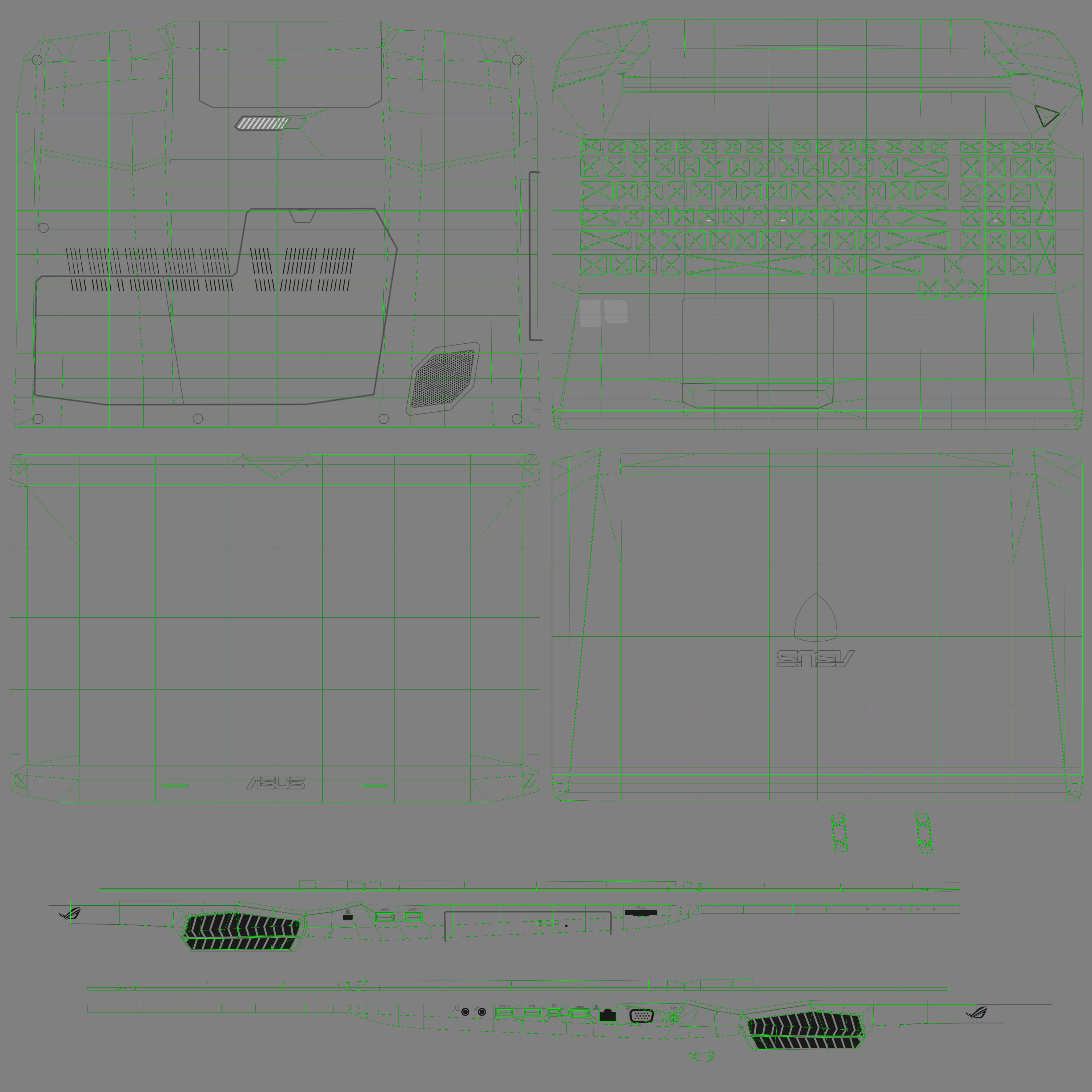 3D model Asus ROG G750JX gaming laptop VR / AR / low-poly animated ...