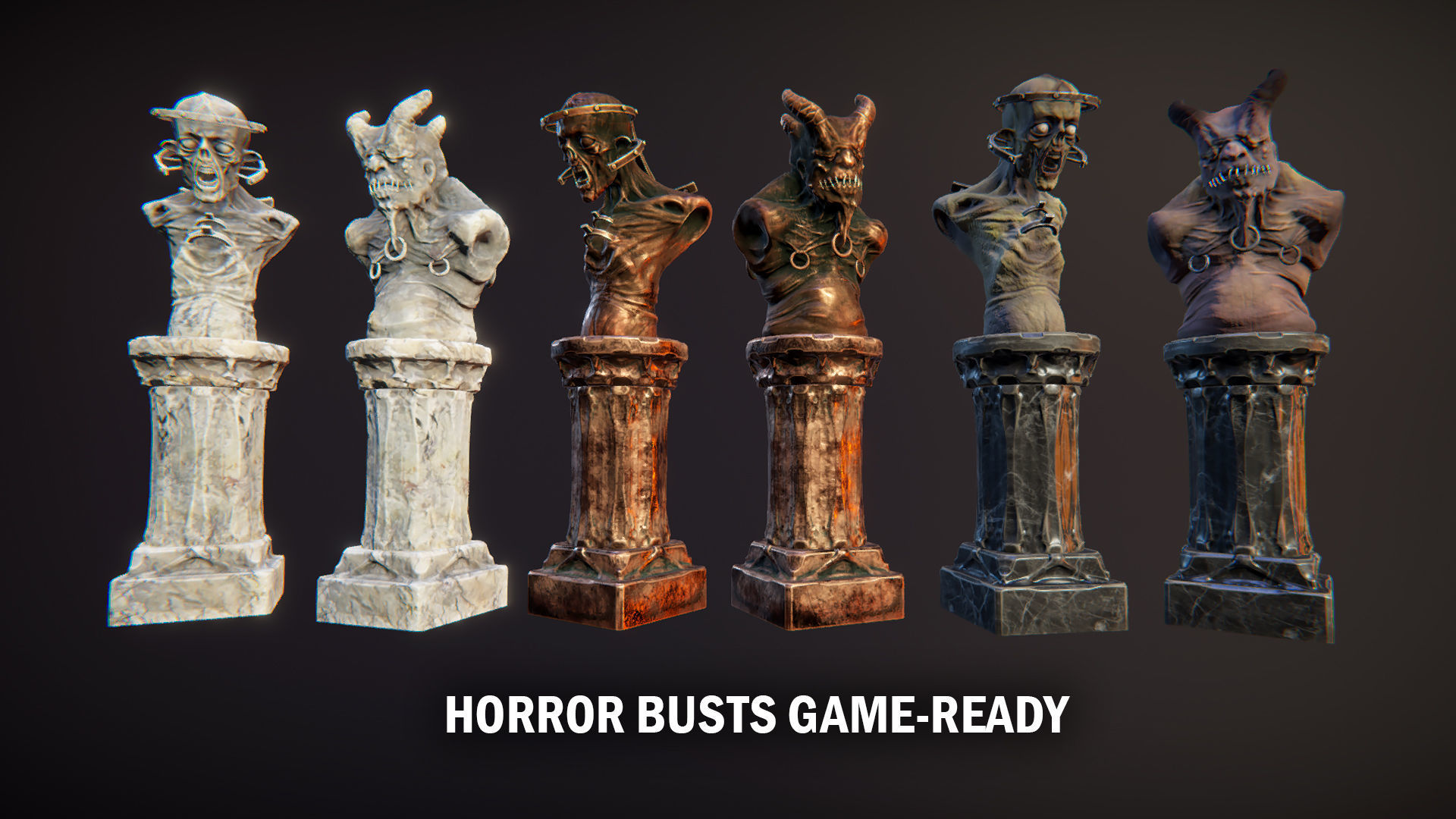 3D model Horror busts 2 VR / AR / low-poly | CGTrader