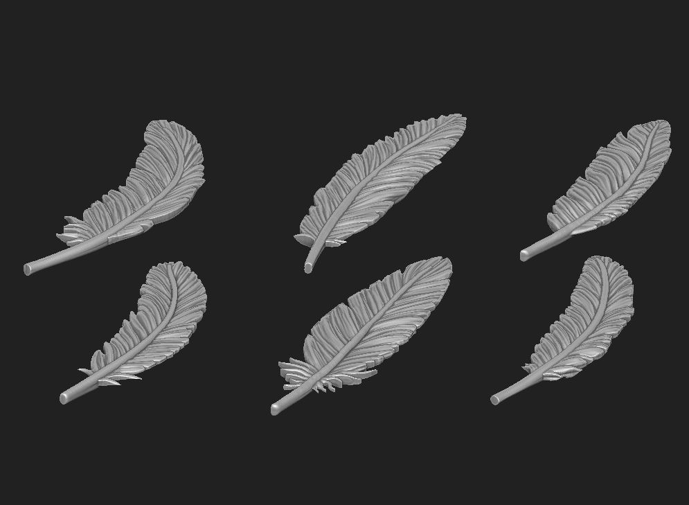 Feather Set 3D model 3D printable | CGTrader