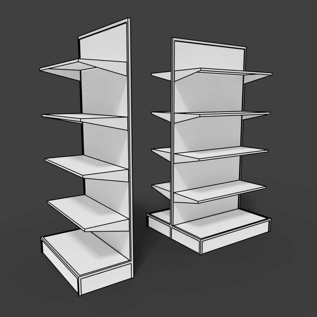 3D model Supermarket shelves shelf or rack for store VR / AR / low-poly ...