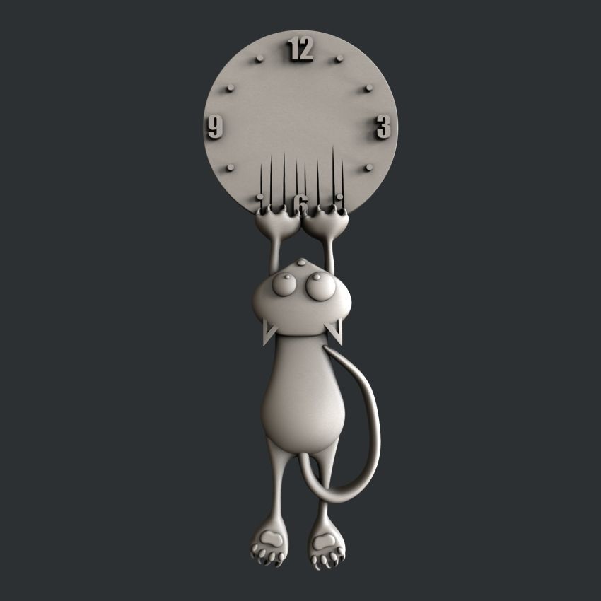 3d STL models for CNC clock cat 3D model | CGTrader