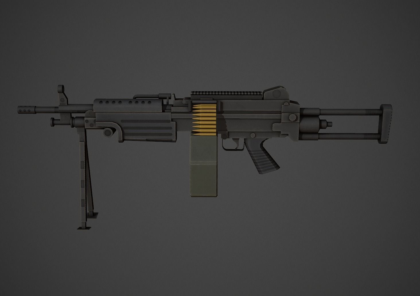 3D model M249 Low Poly machine gun VR / AR / low-poly | CGTrader