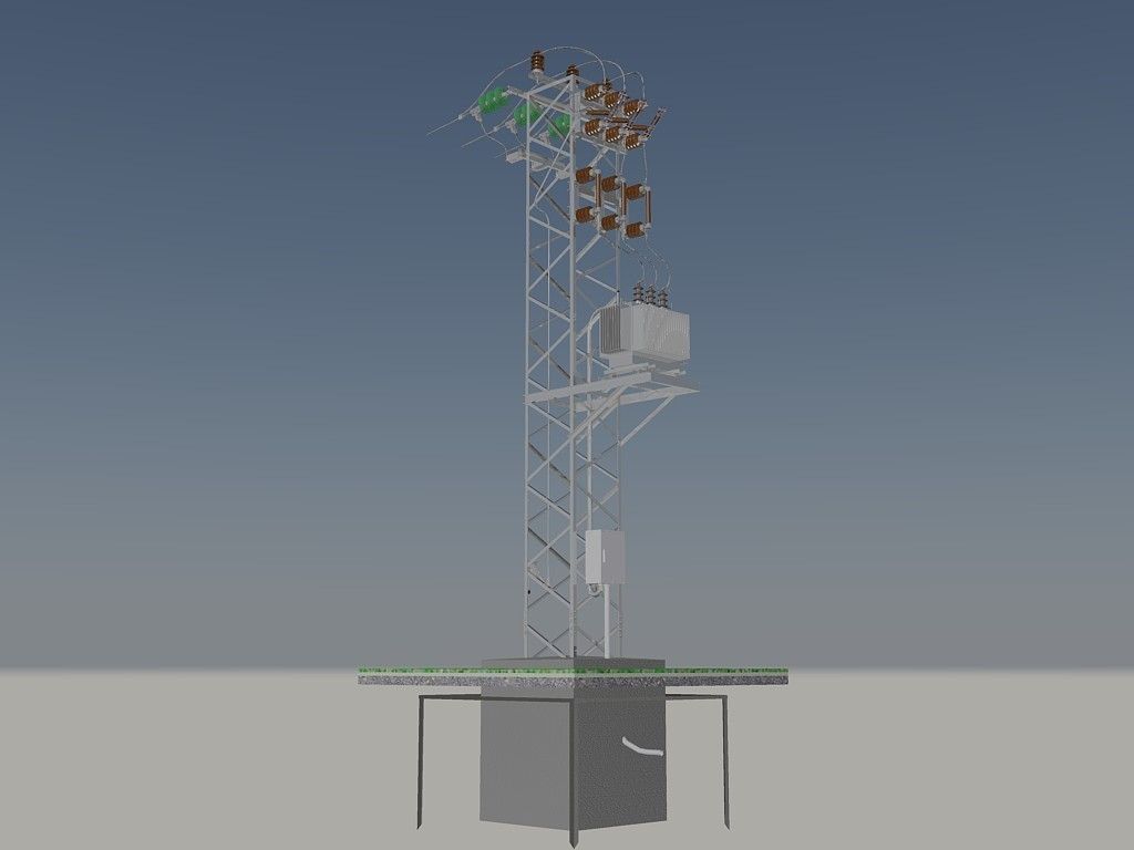 Tower transformer station free 3D model | CGTrader