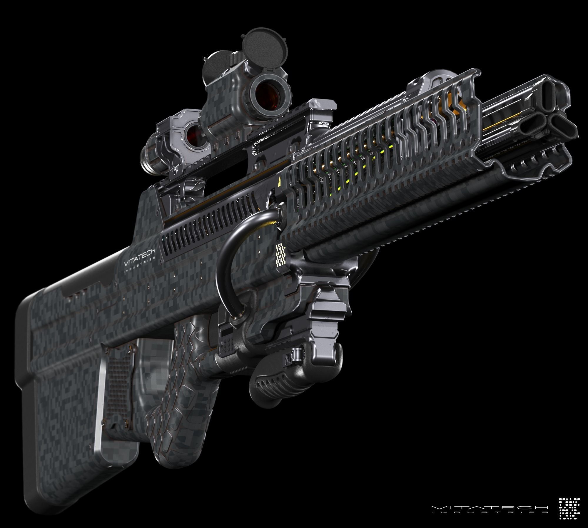 Sci-fi concept Laser Rifle free 3D model | CGTrader