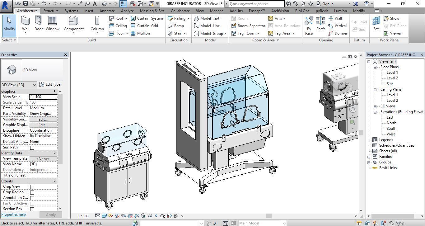 7 Models for GIRAFFE INCUBATOR Revit Family 2015 3D model | CGTrader