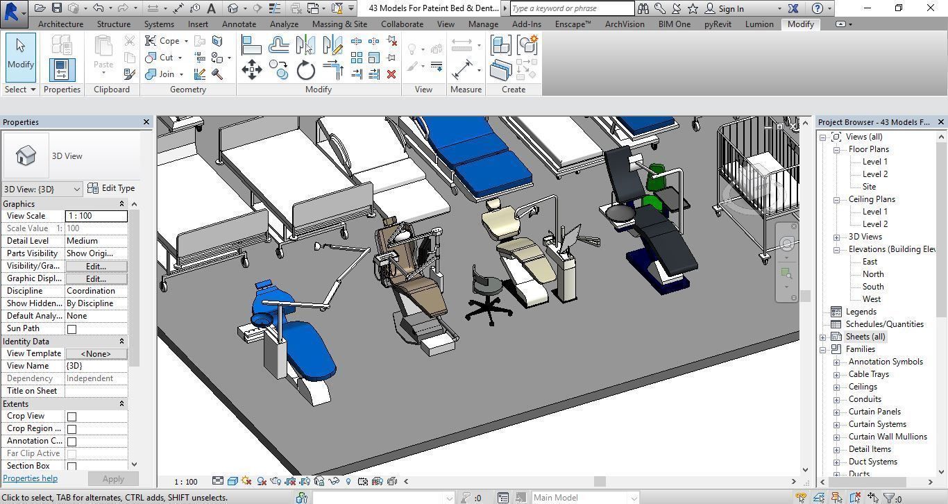 43 Models For Pateint Bed and Dental Revit Family 3D model | CGTrader