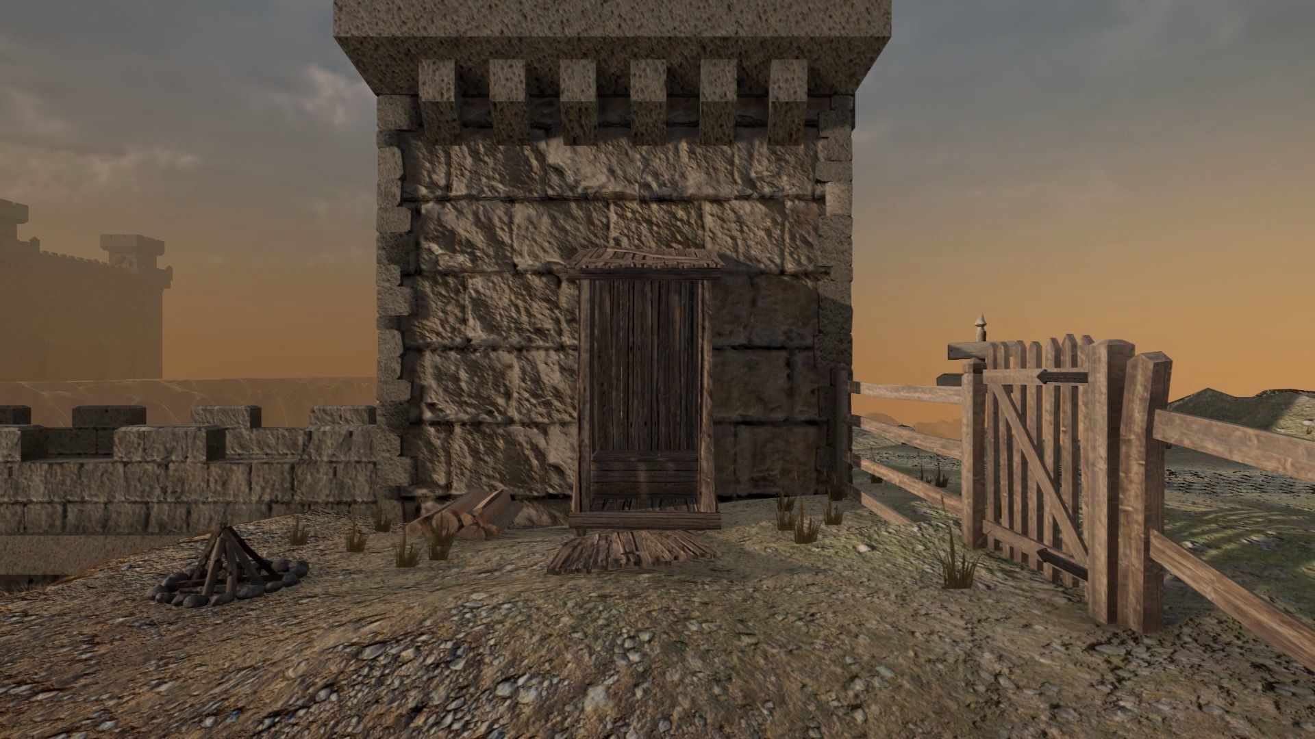 3D model Medieval Modular City - City walls and baloon VR / AR / low ...