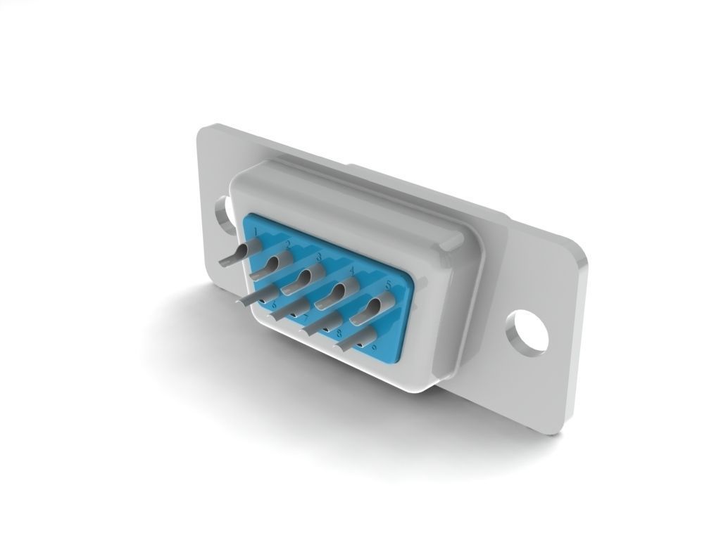 Connector DB9 female free 3D model | CGTrader