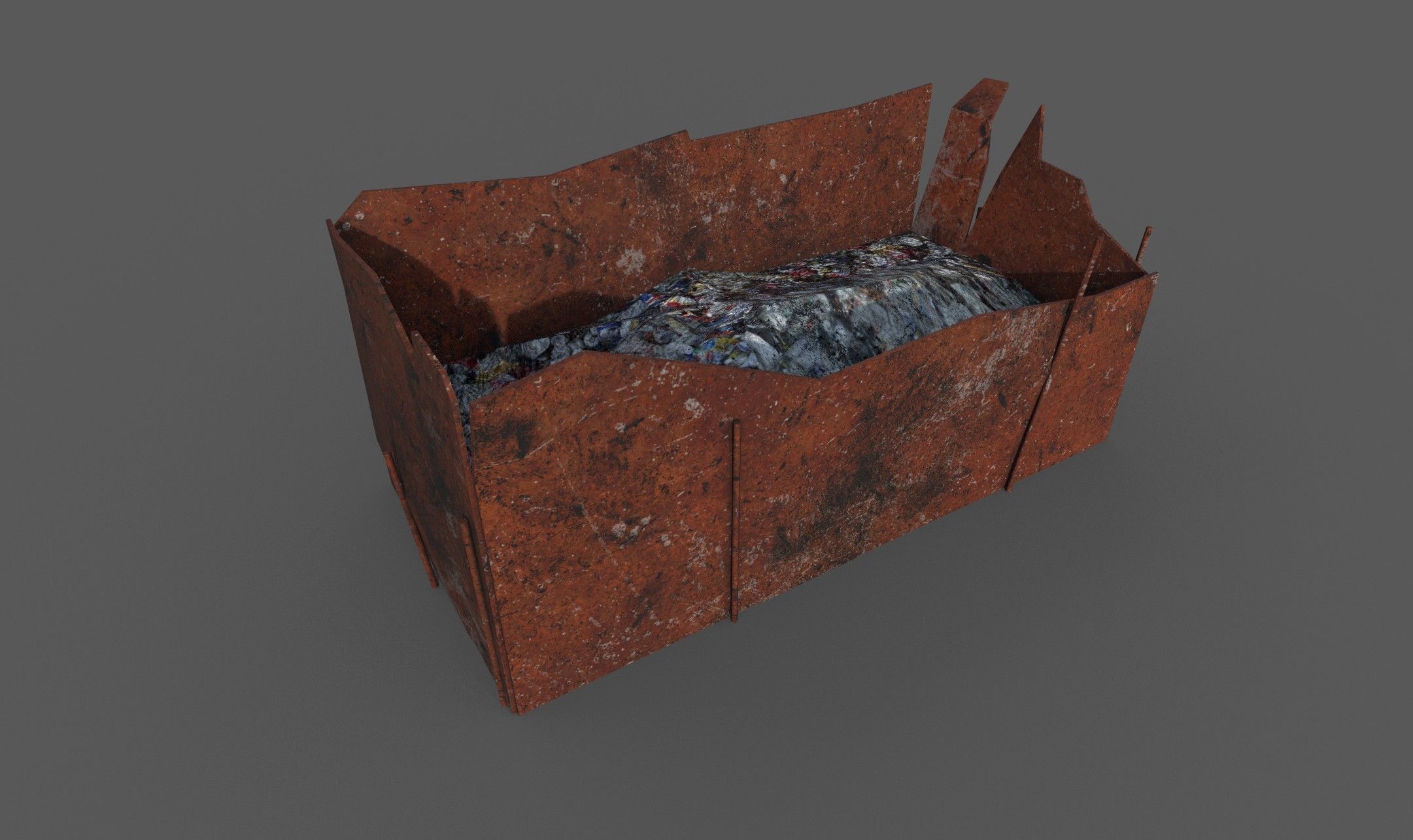 3D model Garbage scrap containers - PBR - lowpoly - set of 6 VR / AR ...