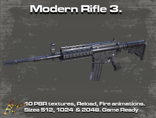 3D model Modern Rifle 3 VR / AR / low-poly rigged animated | CGTrader