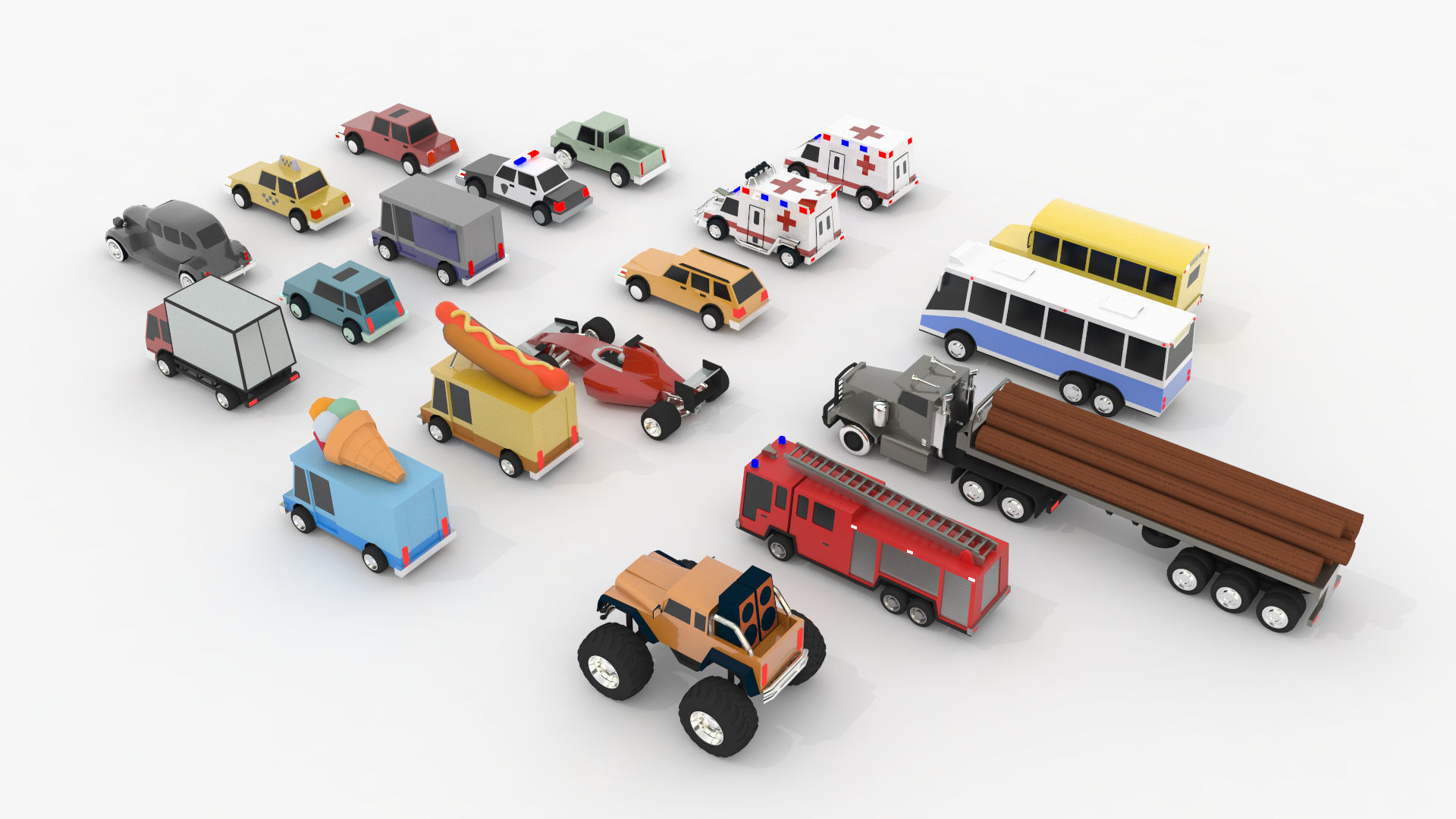 3D model Cartoon Cars Pack pro VR / AR / low-poly | CGTrader