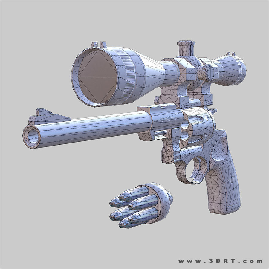 3D model Ruger Redhawk animated pistol VR / AR / low-poly rigged ...