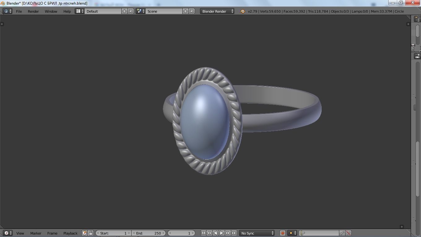 Ring with a blue diamond 3D model | CGTrader