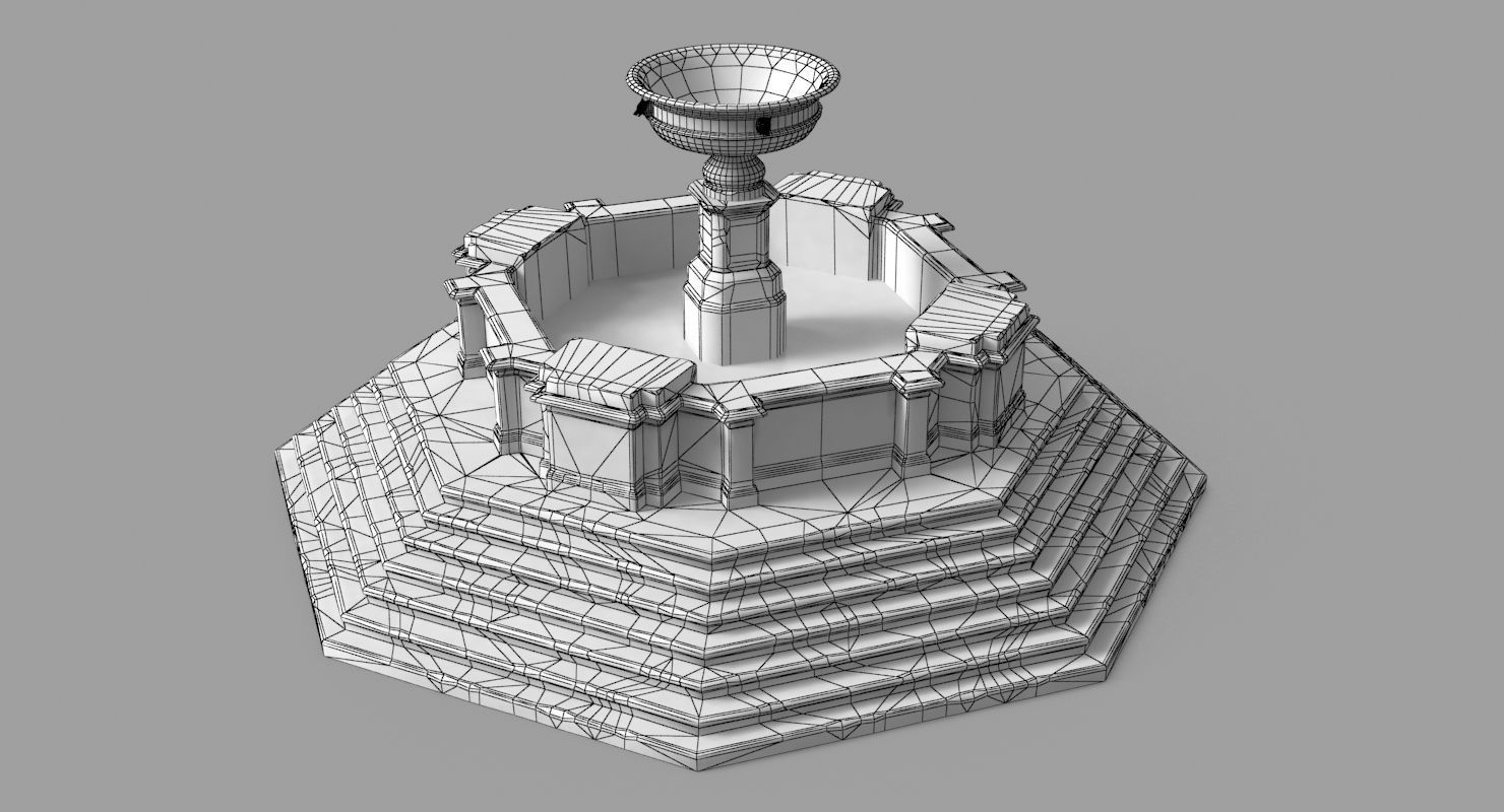 3D model Low-poly Fountain with wolf Heads VR / AR / low-poly | CGTrader