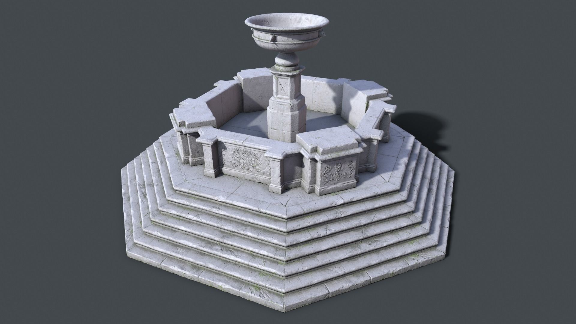 3D model Low-poly Fountain with wolf Heads VR / AR / low-poly | CGTrader