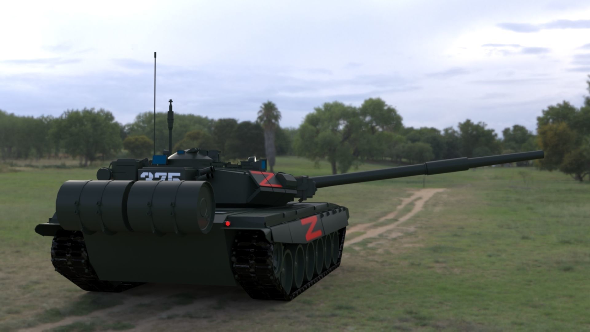 3D model Wagner PMC T90A Main Battle Tank with Iconic Red Z Marking VR ...