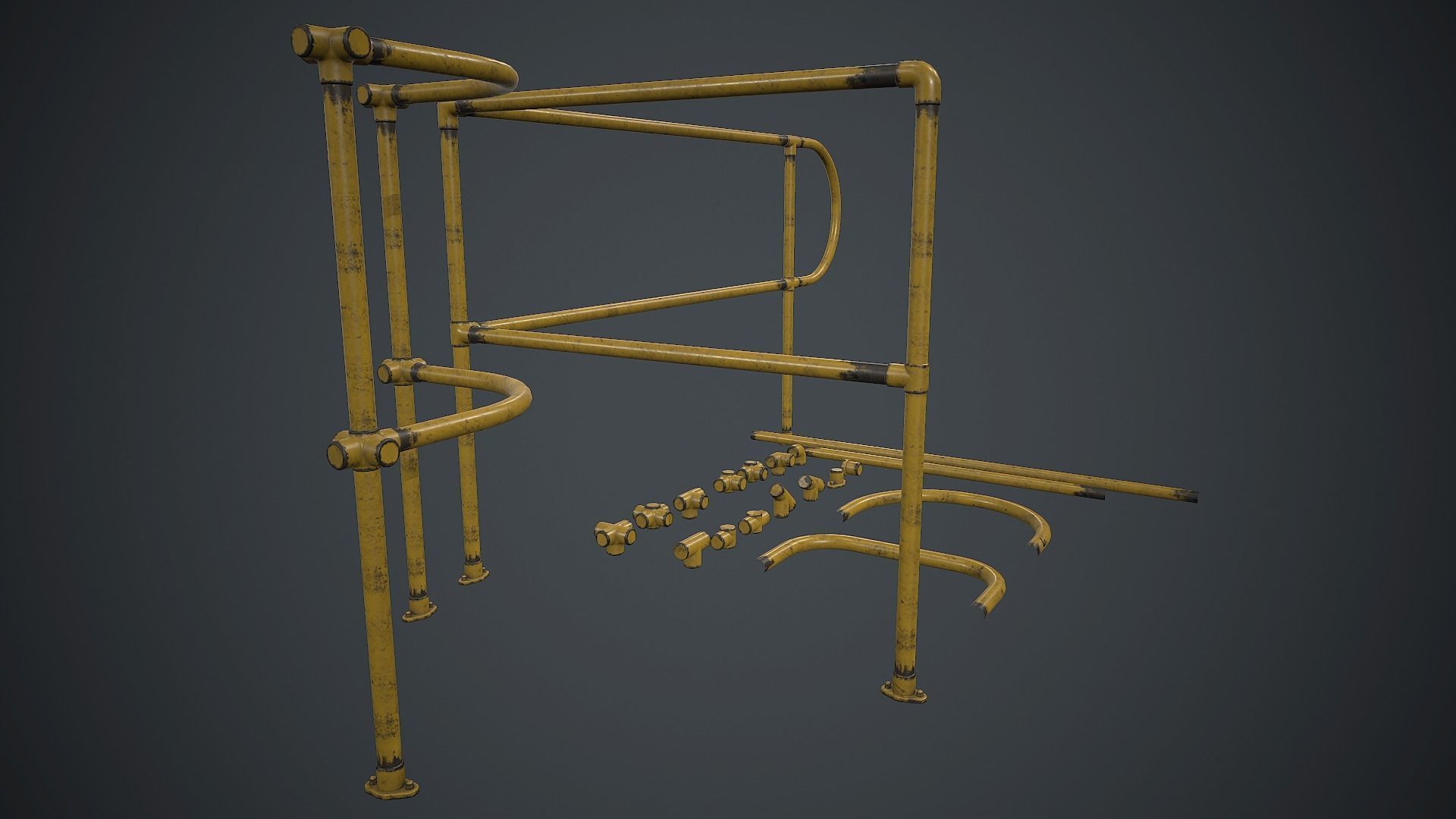 3D model Modular Handrails PBR Game Ready VR / AR / low-poly | CGTrader